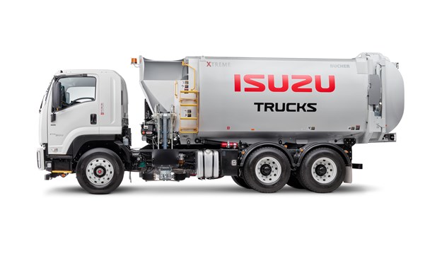 Isuzu’s heavy duty side loader truck to star at waste expo