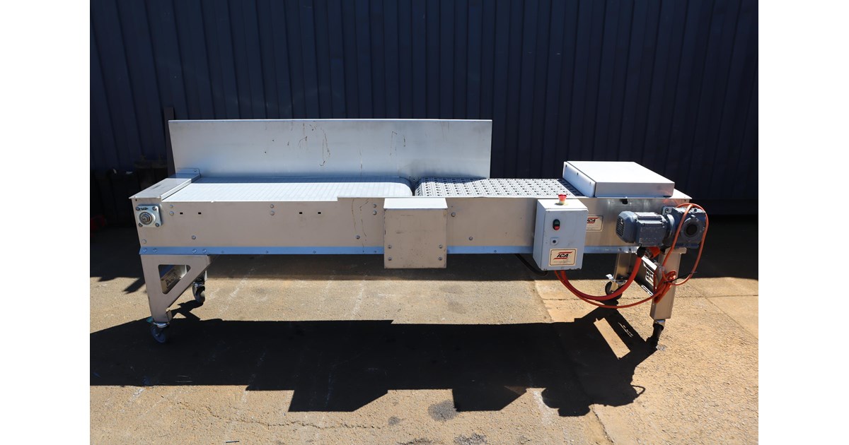 ICA STAINLESS STEEL TRANSFER INFEED MERGE CONVEYOR SYSTEM for sale