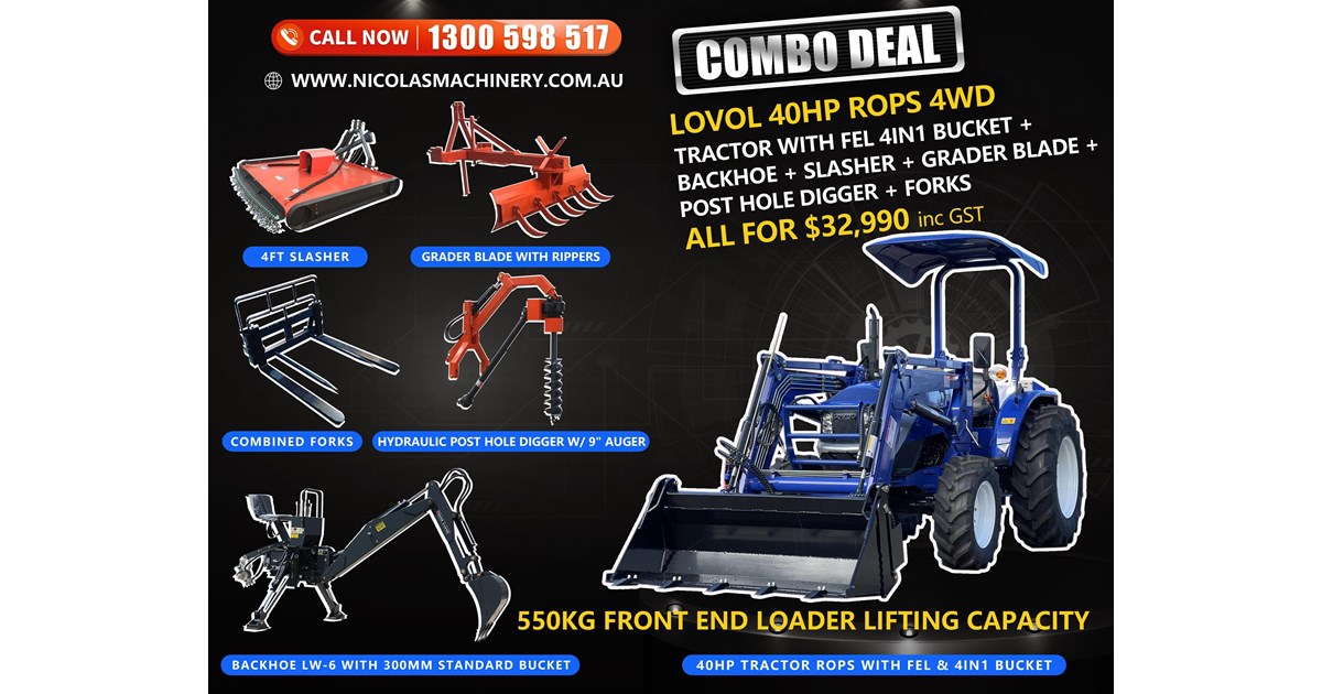 LOVOL 40HP HEAVY-DUTY TRACTOR COMBO DEAL (550KG FRONT LOADER LIFT ...