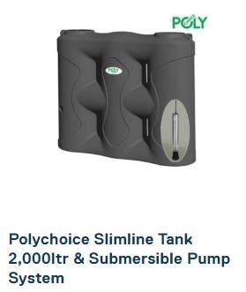 POLYMASTER 2,000L RAINWATER TANK & HOUSEHOLD PUMP (SLIMLINE) for sale ...