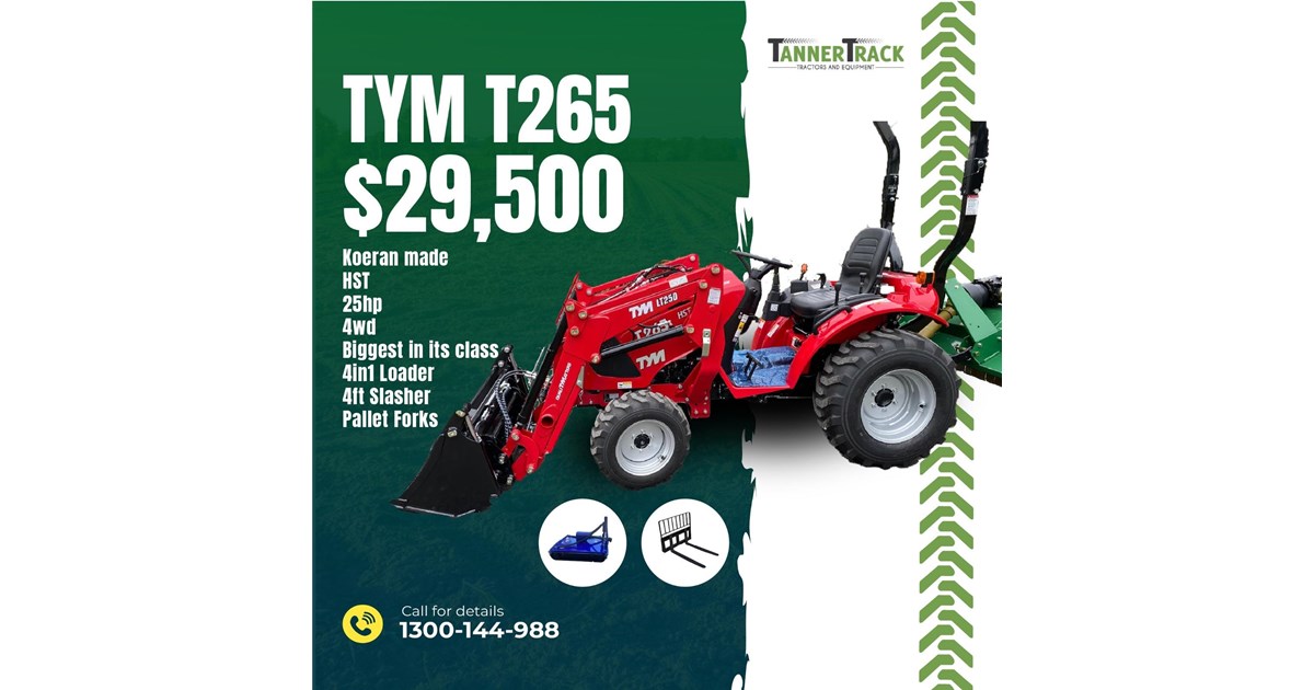 2024 TYM T265 HST 4WD ROPS 25hp Tractor With Front End Loader inc 4in1 ...