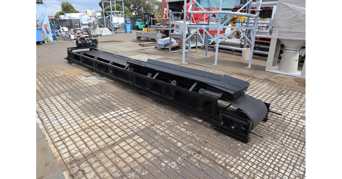 INDUSTRIAL SOIL GRAVEL INCLINE TROUGH ELEVATOR CONVEYOR 6.3M LONG BELT ...