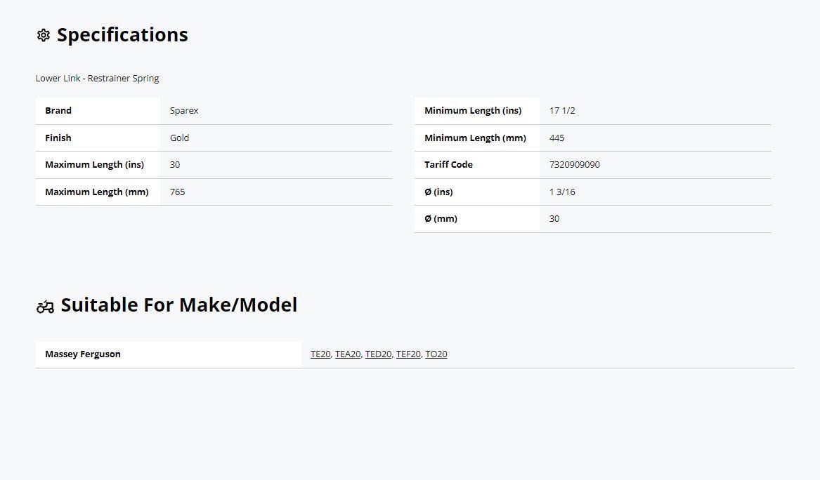SPAREX LOWER LINK RESTRAINER SPRING for sale (refcode TA1153898)
