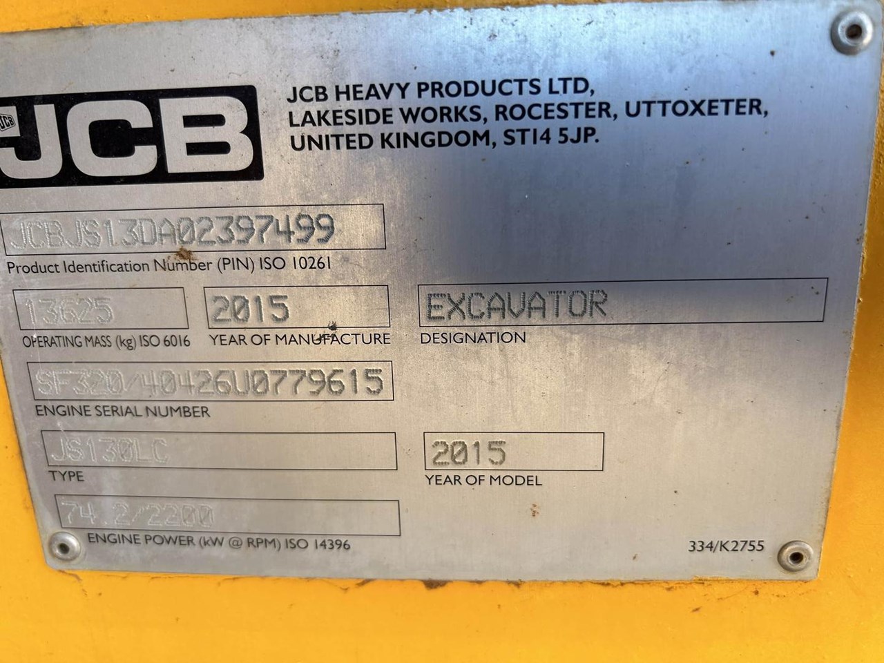 2015 JCB JS200 for sale