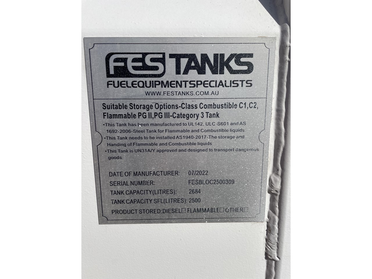 2022 FES TANKS 2500 LITRE for sale
