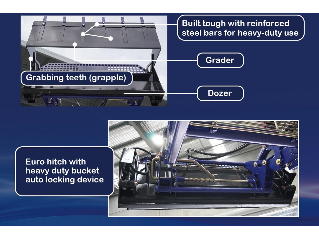 TRIDENT 60HP A/C CABIN 4WD TRACTOR WITH FEL 4IN1 BUCKET 900KG FRONT ...