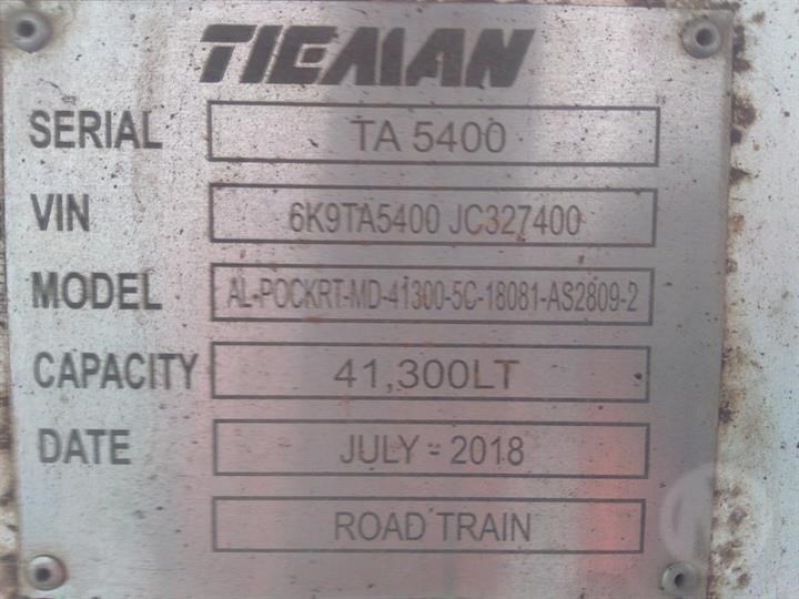 2018 TIEMAN TRI AXLE TANKER TA 5400 for sale